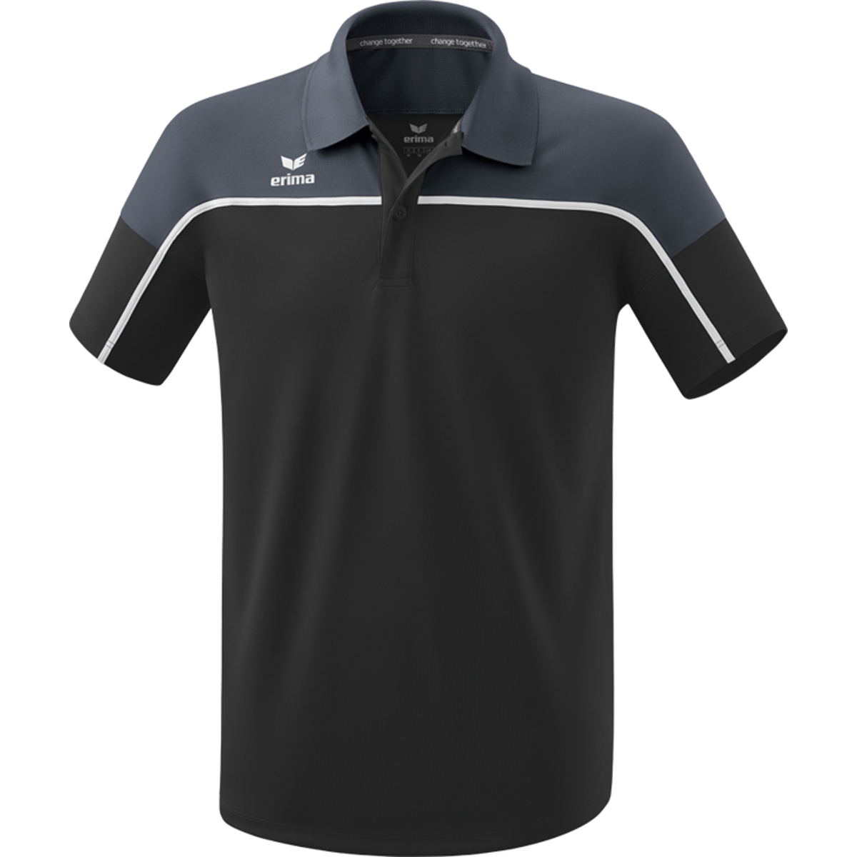 Erima Change Polo pour Hommes | Noir - Slate Grey - Blanc | Teamswear