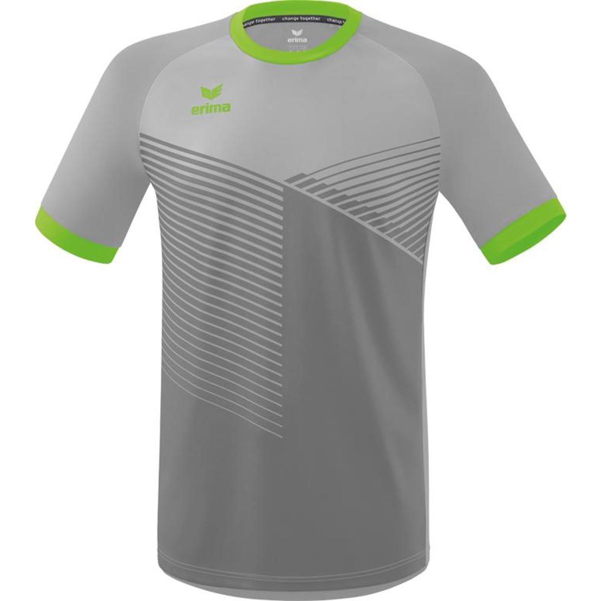 Erima Mantua Maillot Manches Courtes pour Hommes | Silver Grey - Green ...