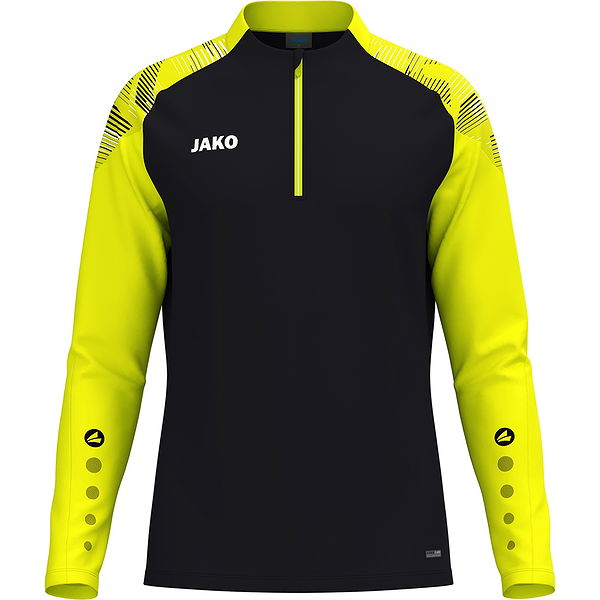 Jako Sonic Ziptop voor Kinderen | Zwart - Fluogeel | Teamswear